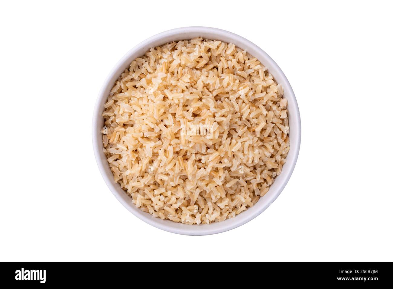 Cooked brown whole rice in a bowl isolated over white background Stock ...