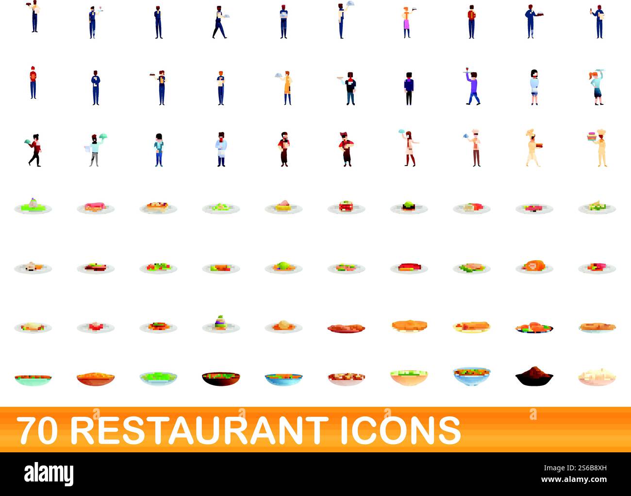 70 restaurant icons set. Cartoon illustration of 70 restaurant icons ...