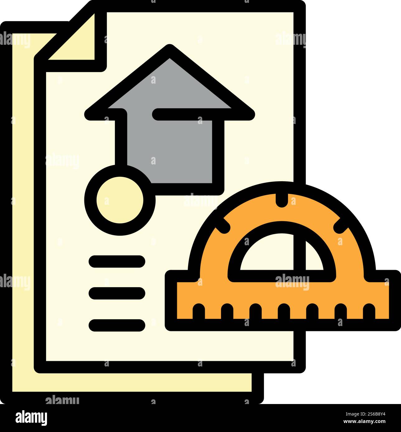 Architect Protractor House Project Icon Outline Architect Protractor