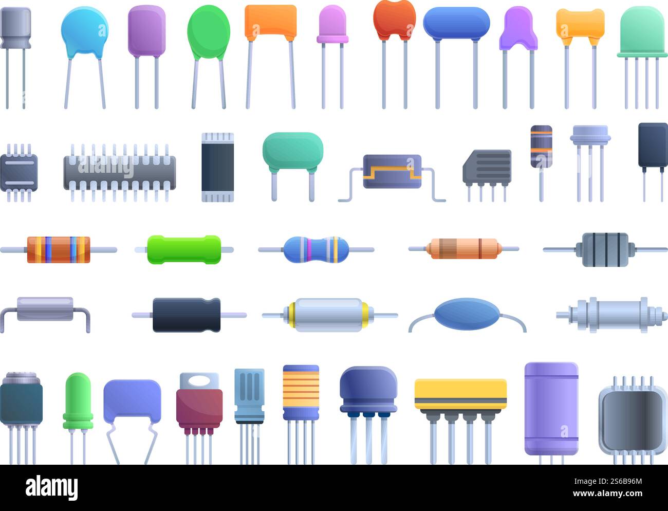 Capacitor icons set. Cartoon set of capacitor vector icons for web ...