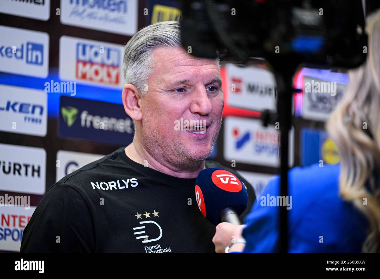 Herning, Denmark. 16th Jan, 2025. Nikolaj Jacobsen Coach of Denmark ...