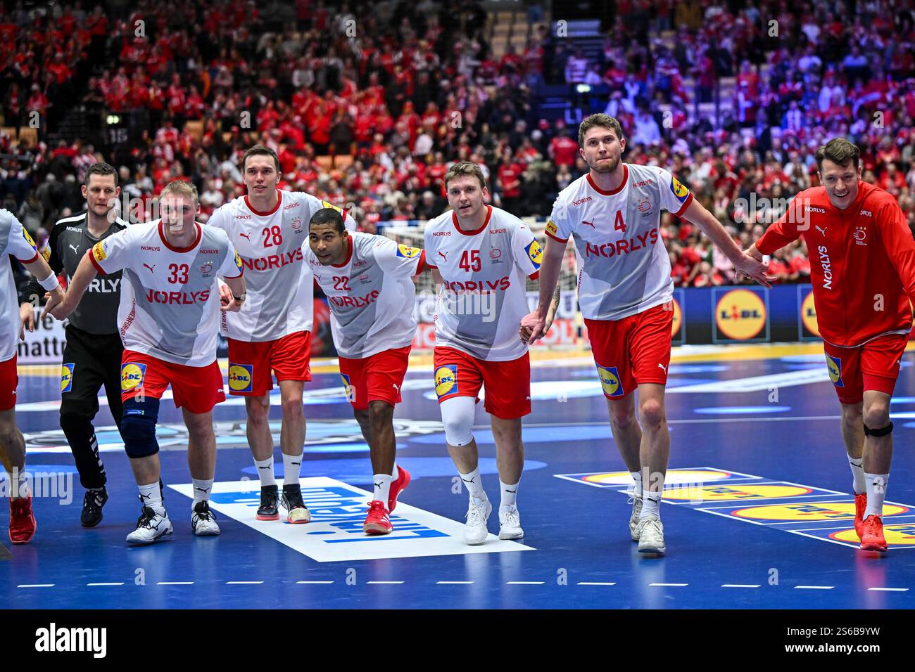 Herning, Denmark. 16th Jan, 2025. Danimarca Denmark Nationalteam during ...
