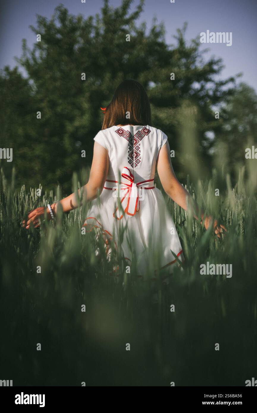 Ukrainian gird in a wheat field Stock Photo - Alamy