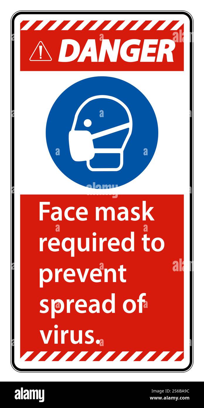 Danger Face mask required to prevent spread of virus sign on white ...