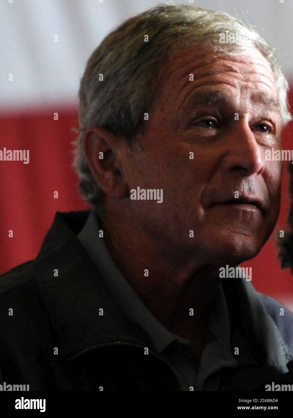George Bush senior and junior during a ceremony aboard the aircraft ...