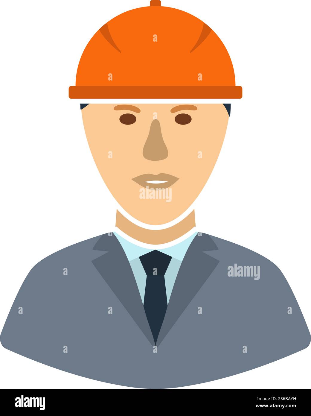 Icon Of Construction Worker Head In Helmet. Flat Color Design. Vector ...