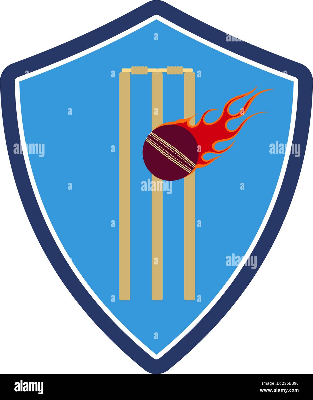 Cricket Shield Emblem Icon. Flat Color Design. Vector Illustration ...