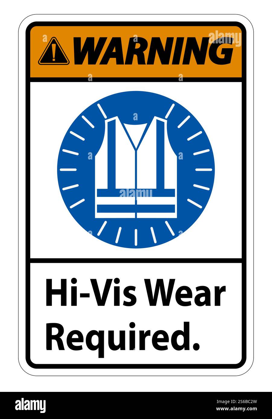 Warning Sign Hi-Vis Wear Required on white background Stock Vector ...
