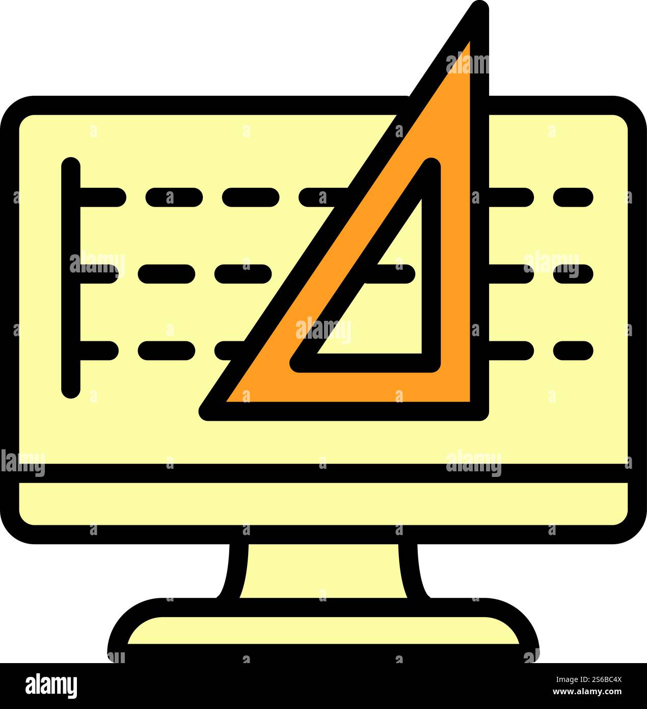 Architect computer drawing icon. Outline architect computer drawing ...