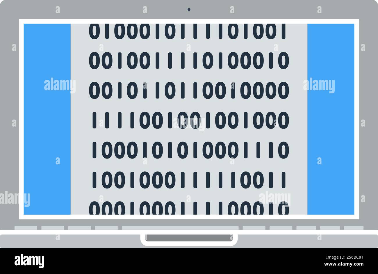 Laptop With Binary Code Icon. Flat Color Design. Vector Illustration Stock Vector Image & Art ...