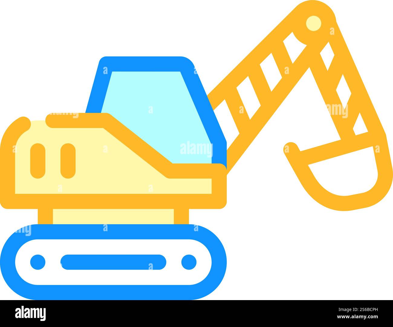 excavator construction vehicle color icon vector. excavator ...