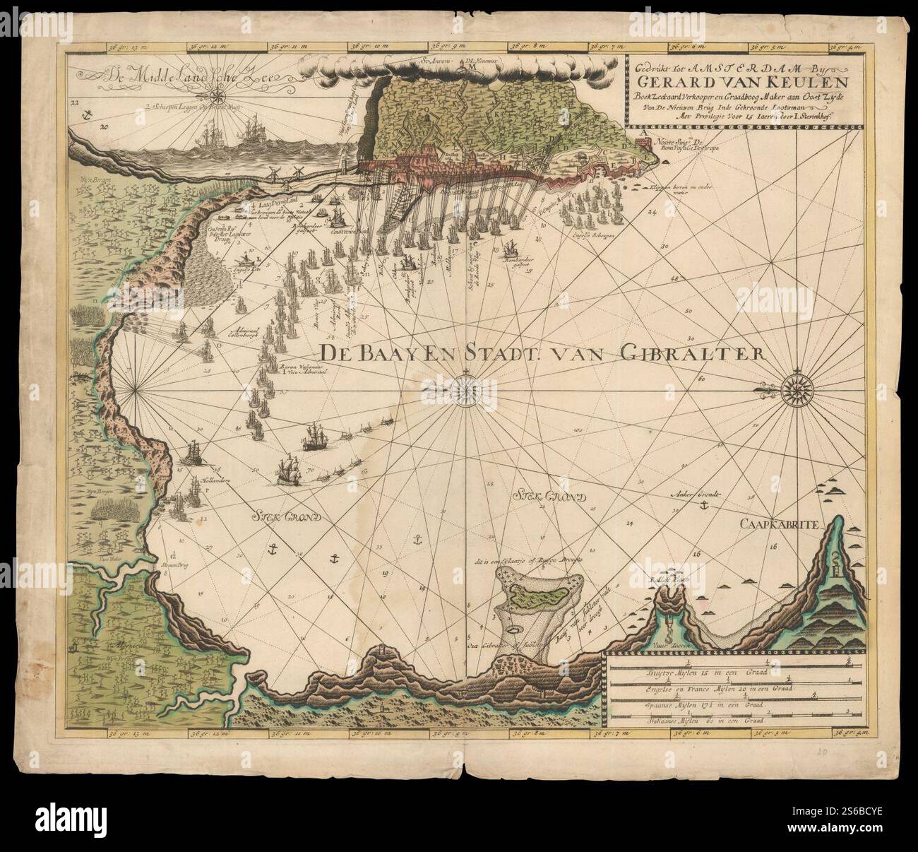 Gerard van Keulen, De Baay en Stadt van Gibralter Stock Photo - Alamy