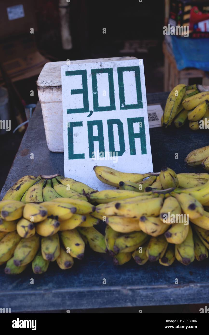 Ripe bananas for sale. Fruit of the Musacea family rich in fiber and ...