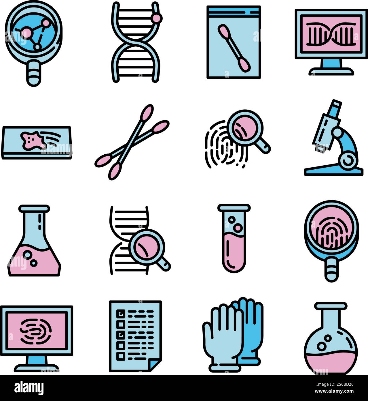 Forensic laboratory icons set. Outline set of forensic laboratory ...