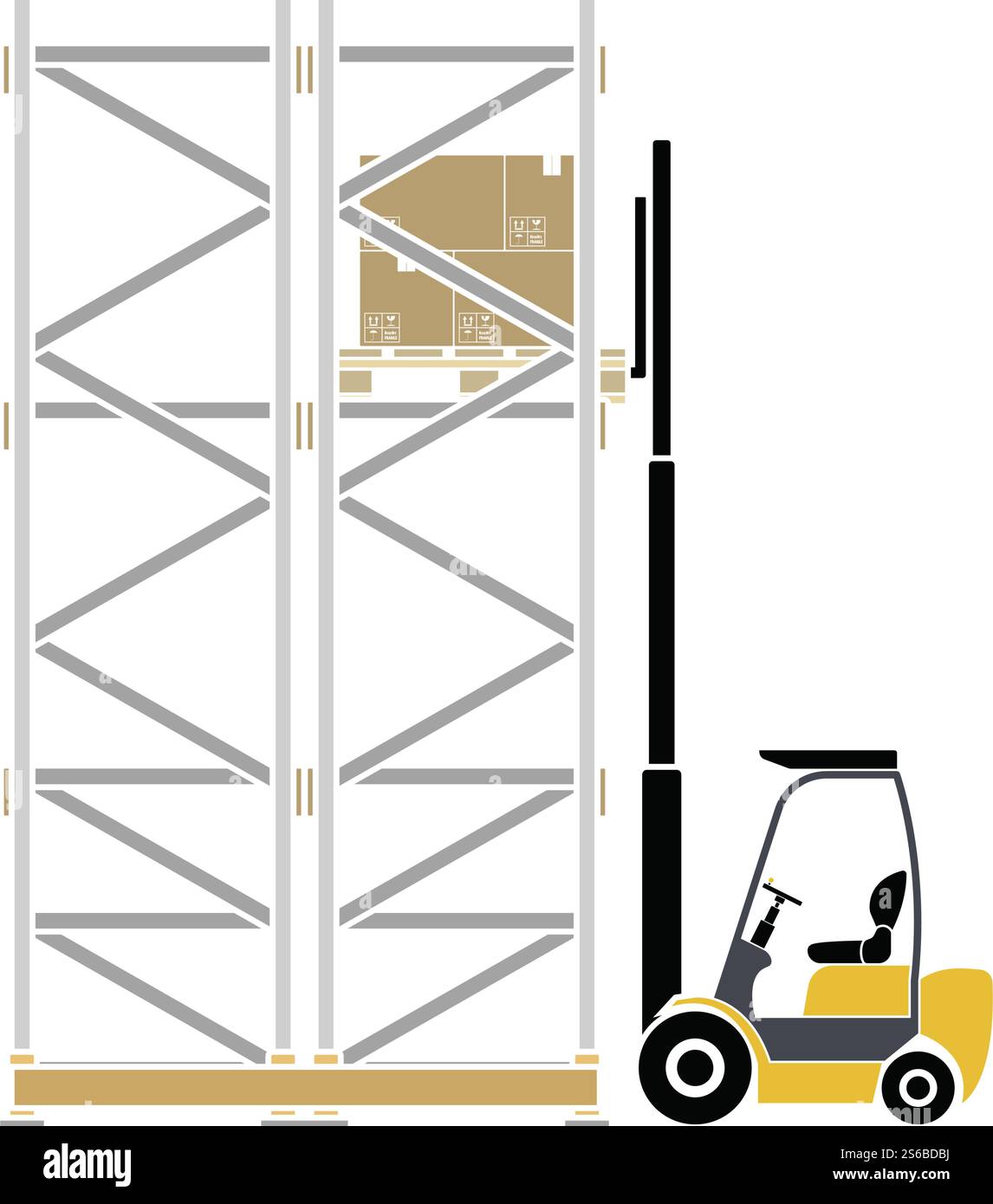Warehouse Forklift Icon. Flat Color Design. Vector Illustration Stock ...