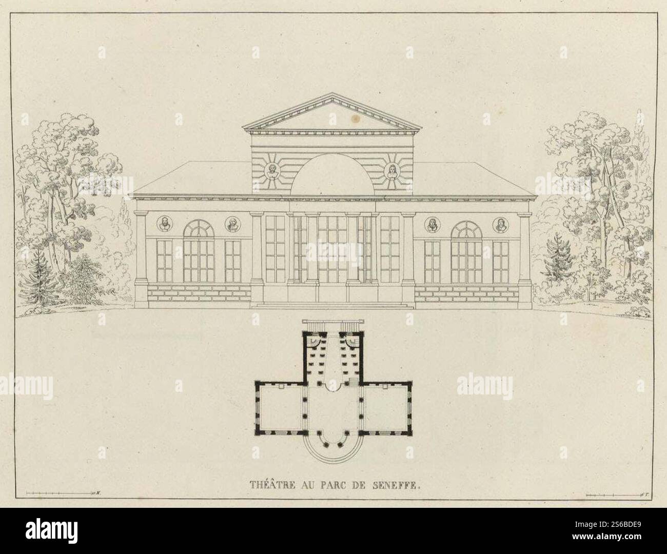 Goetghebuer - 1827 - Choix des monuments - 052 Theatre Parc Seneffe Stock Photo - Alamy