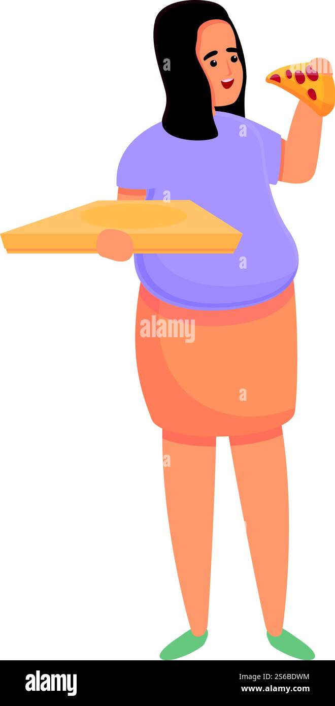 Gluttony pizza icon. Cartoon of gluttony pizza vector icon for web ...