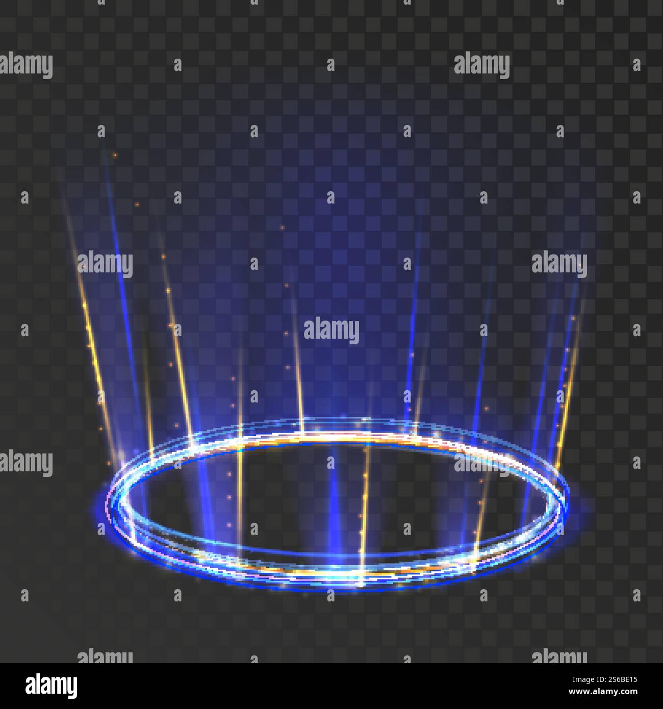 Portal Glowing Round Mystic Frame Effect Vector. Blue And Yellow ...