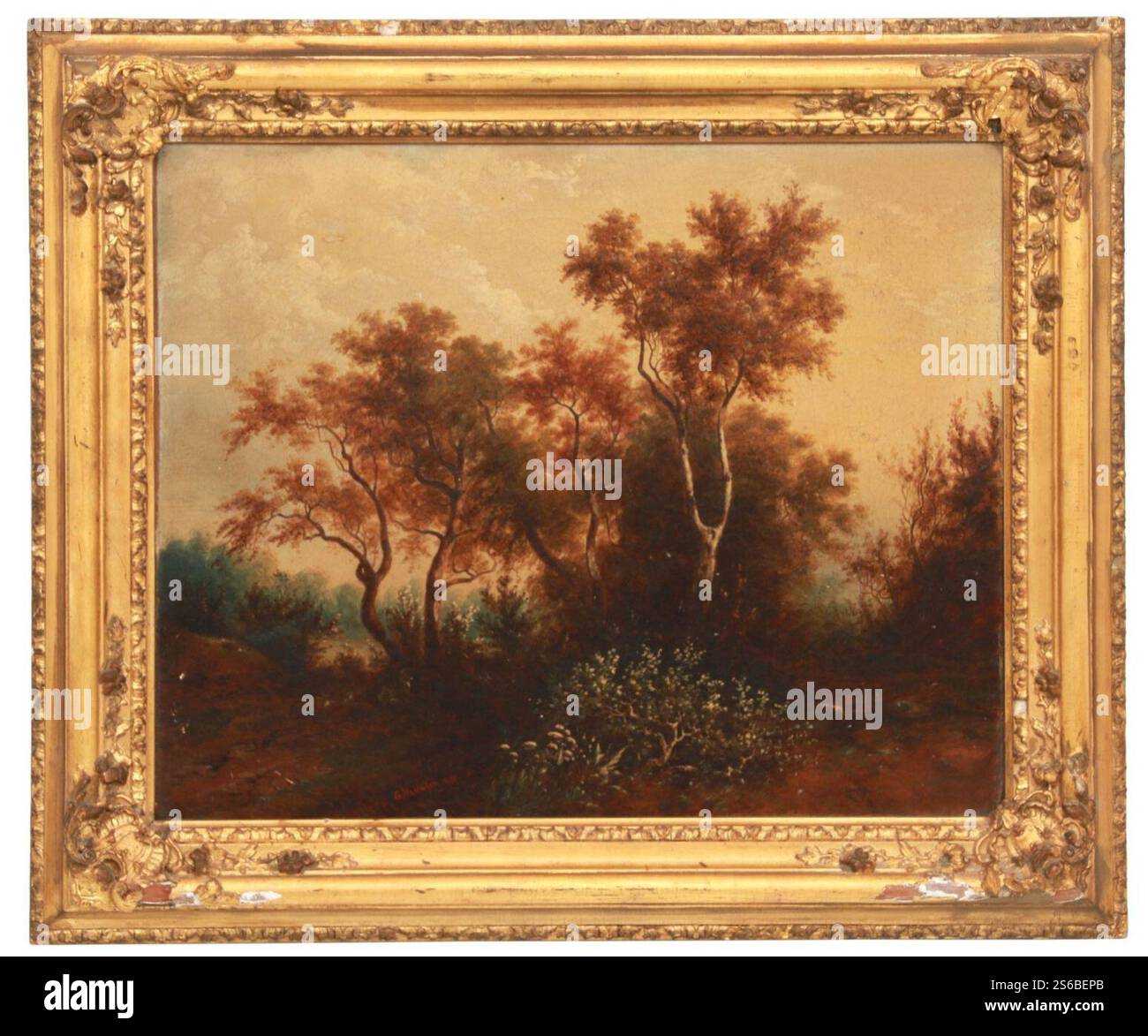 George Gunther Hartwick - oil on canvas landscape painting, a forest ...