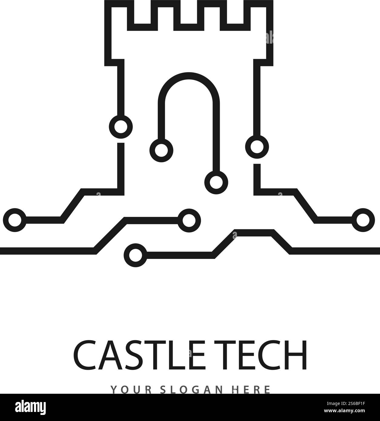 Castle tech illustration logo template Stock Vector Image & Art - Alamy