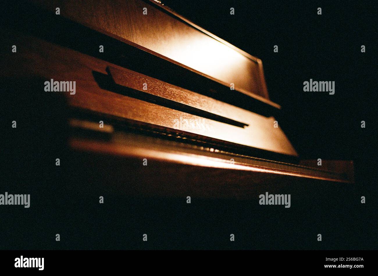 An Upright Piano on stage Stock Photo - Alamy