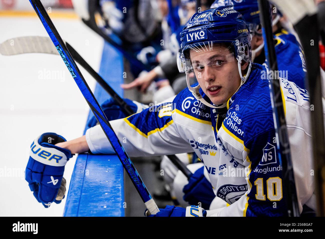 Leksand, Sverige. 16th Jan, 2025. 250116 Leksands Anton Johansson under ishockeymatchen i SHL ...