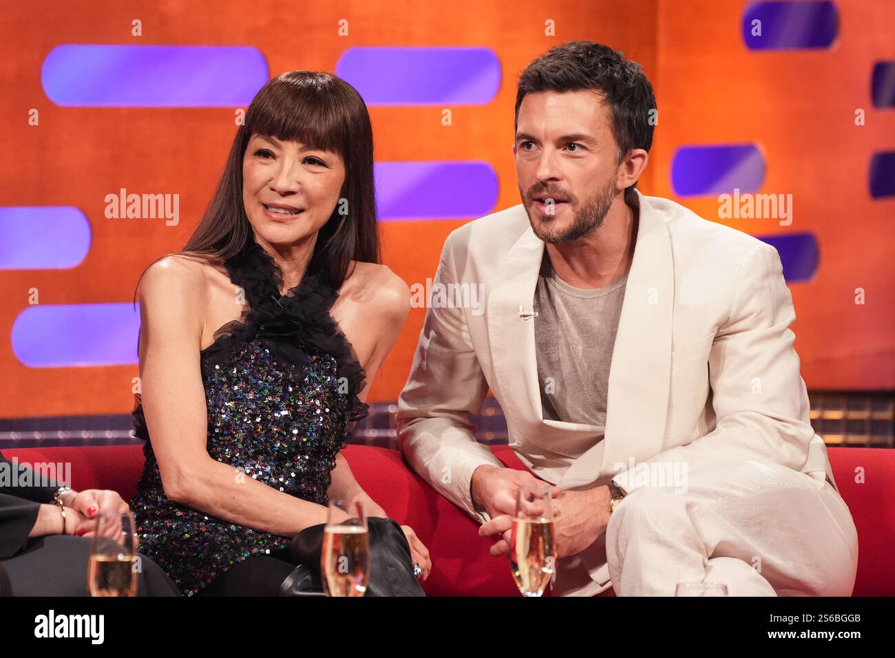 EDITORIAL USE ONLY Michelle Yeoh and Jonathan Bailey during filming for ...