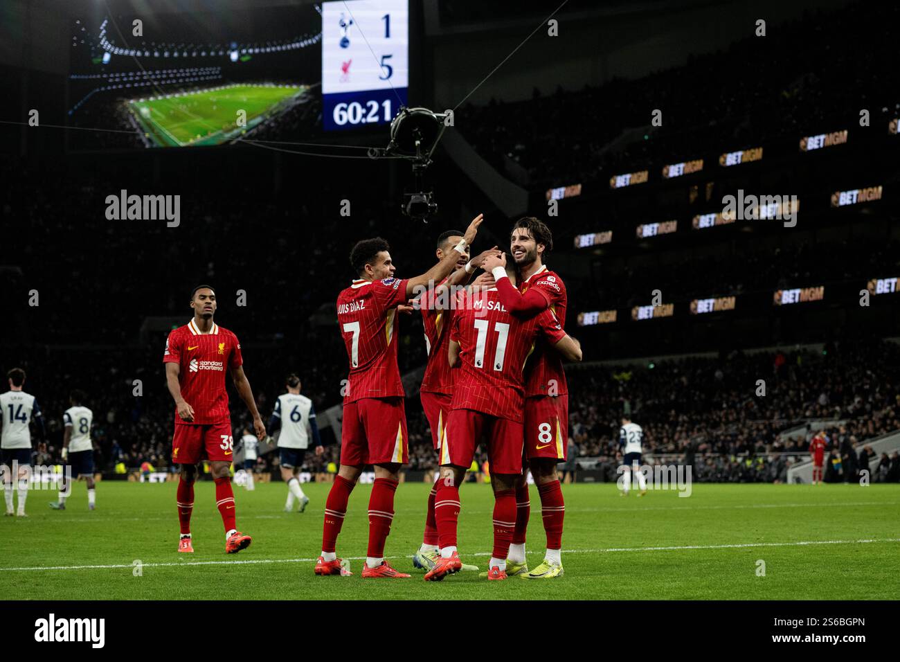 LONDON, ENGLAND - DECEMBER 22: Mohamed Salah of Liverpool celebrate ...