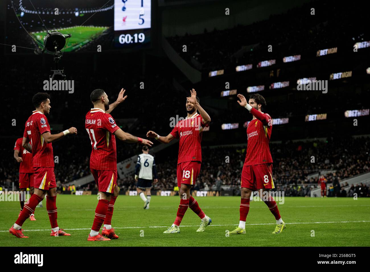 LONDON, ENGLAND - DECEMBER 22: Mohamed Salah of Liverpool celebrate ...
