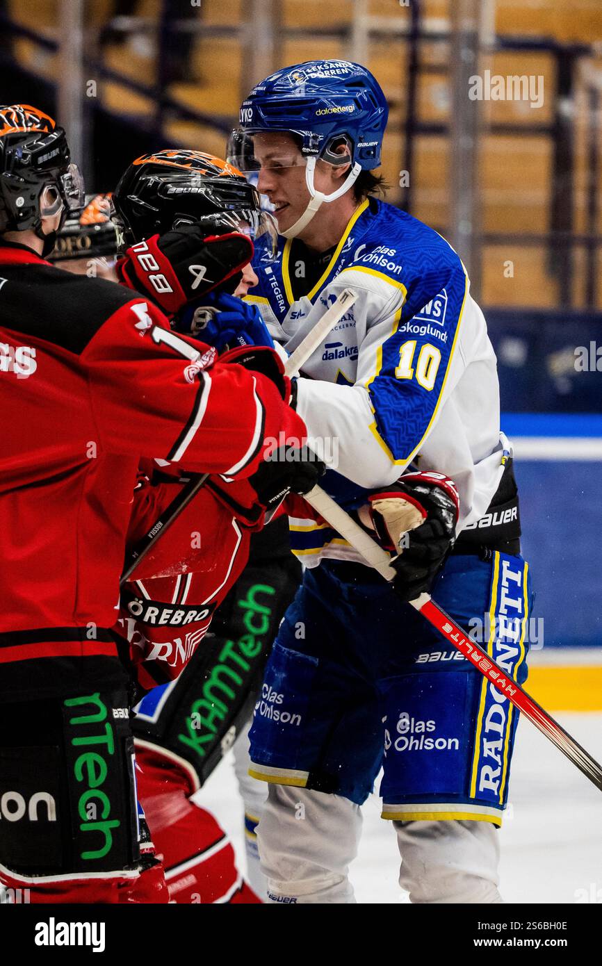 Leksand, Sverige. 16th Jan, 2025. 250116 Leksands Anton Johansson under ishockeymatchen i SHL ...