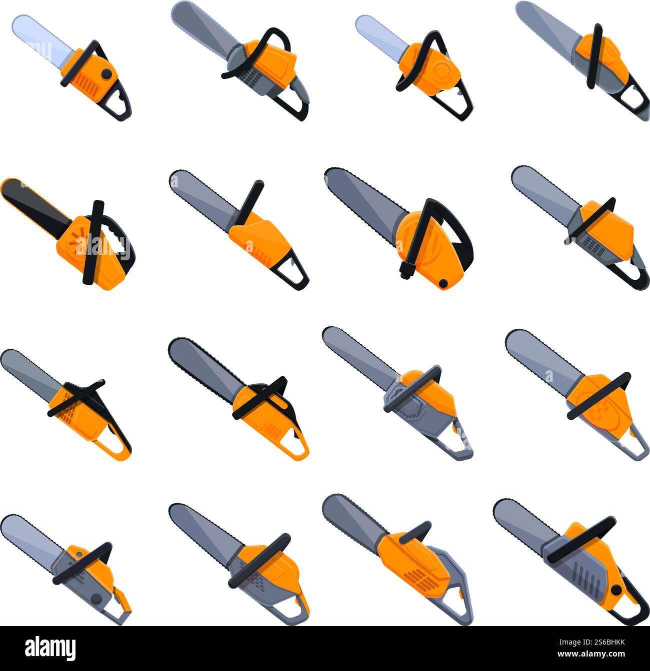 Electric saw icons set. Cartoon set of electric saw vector icons for ...
