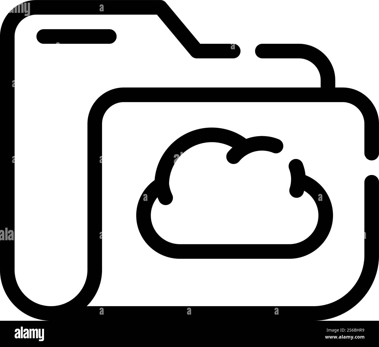 computer folder cloud storage line icon vector. computer folder cloud storage sign. isolated ...