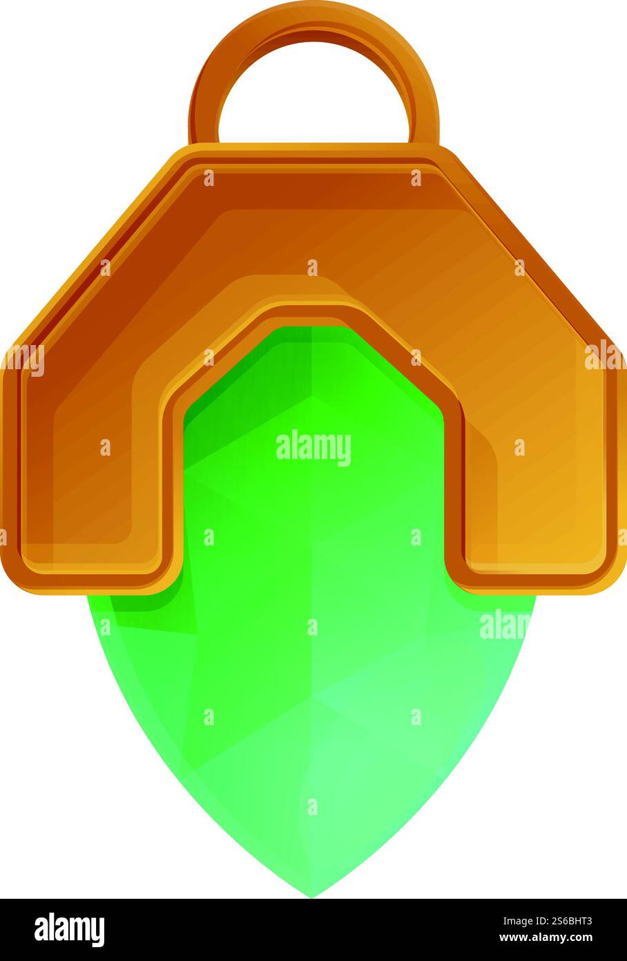 Green emerald amulet icon. Cartoon of green emerald amulet vector icon ...