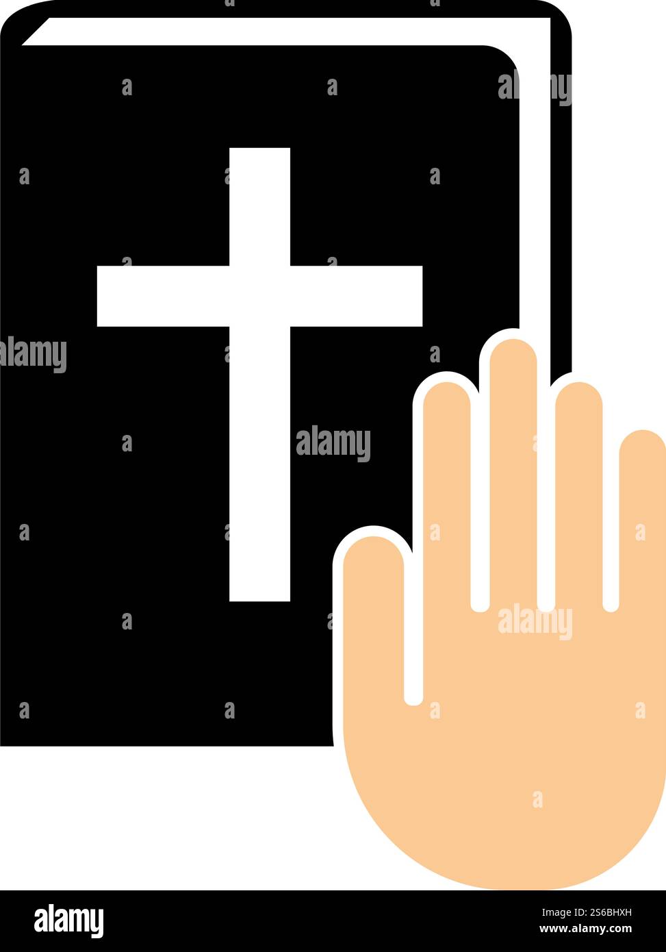 Hand On Bible Icon. Flat Color Design. Vector Illustration Stock Vector ...