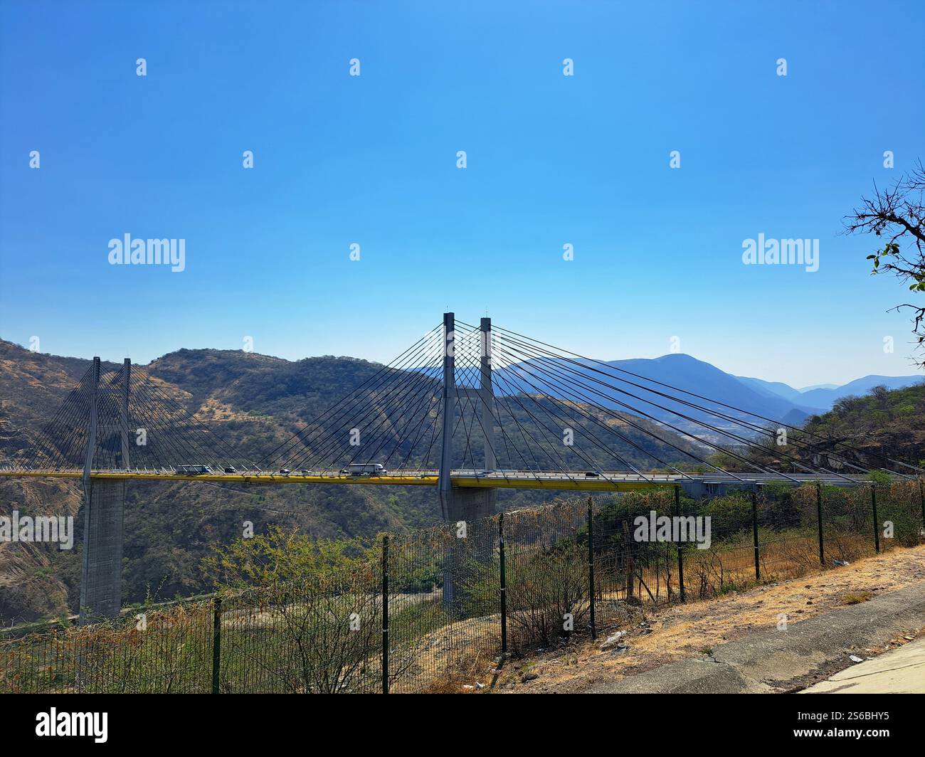 Guerrero, Mexico - Apr 28 2023: Mezcala Solidaridad Bridge cable-stayed ...