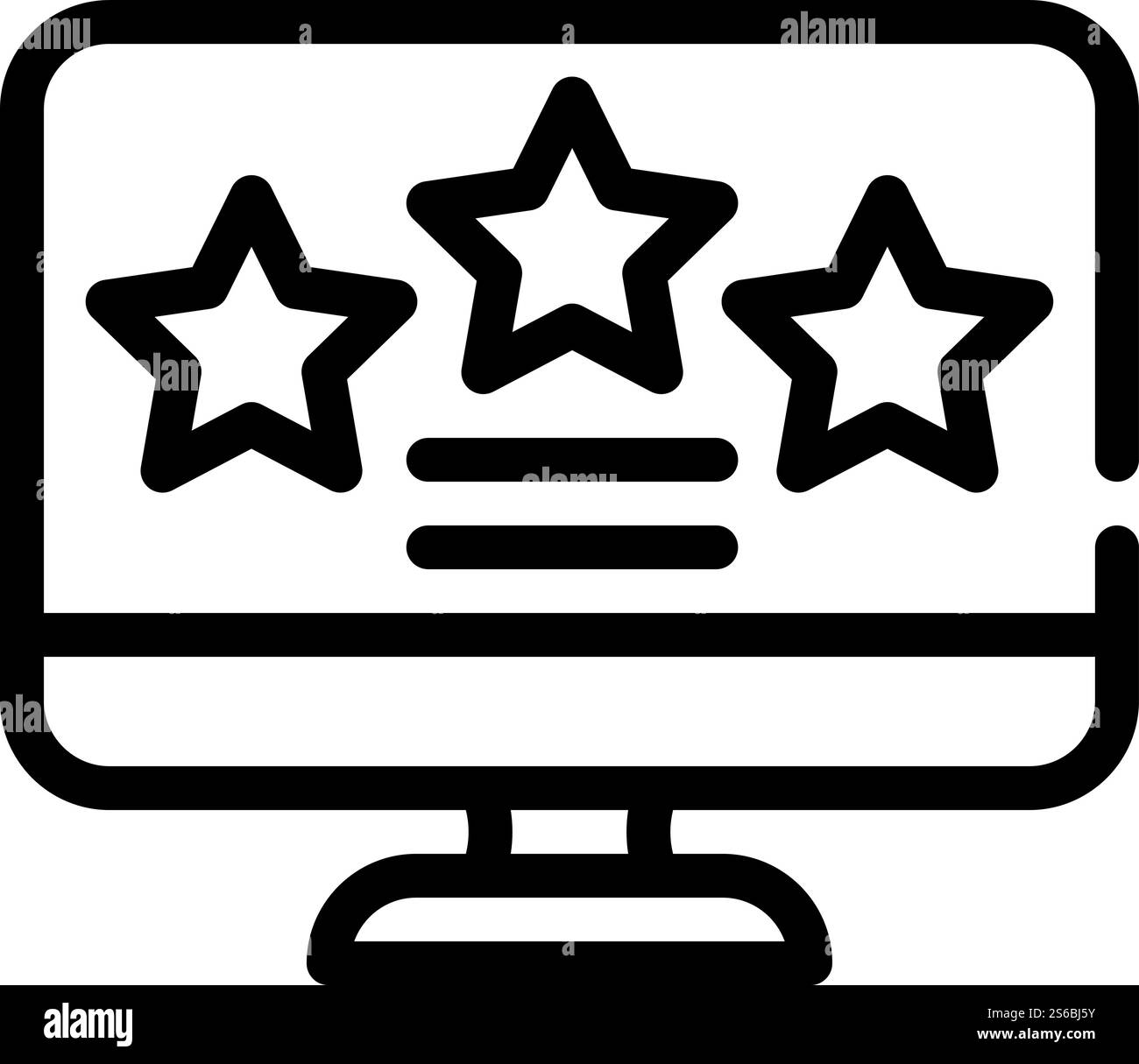 review stars on computer screen line icon vector. review stars on ...