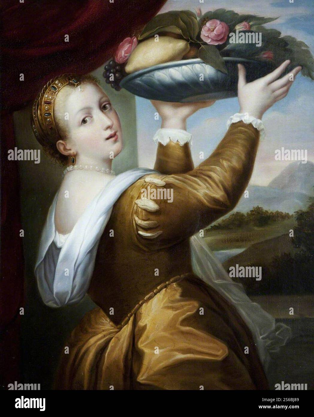 Girl with a Platter of Fruit (formerly 'Lavinia as Flora') (after ...