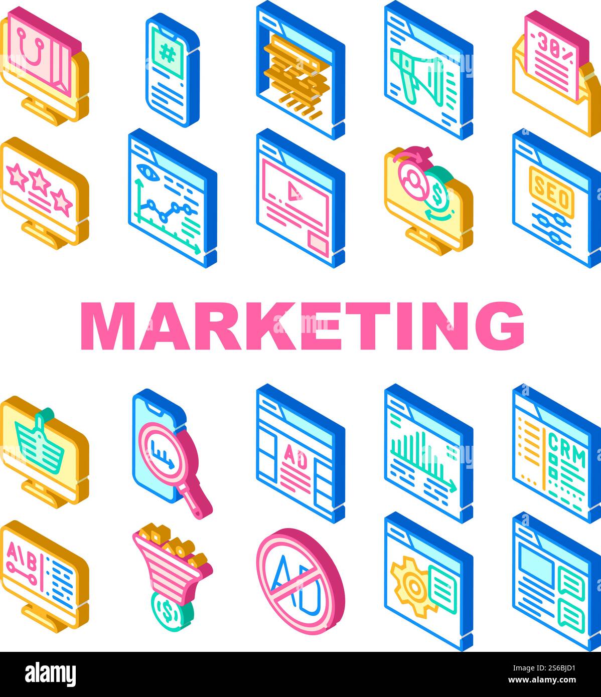 Digital Marketing Collection Icons Set Vector. Internet Marketing And ...