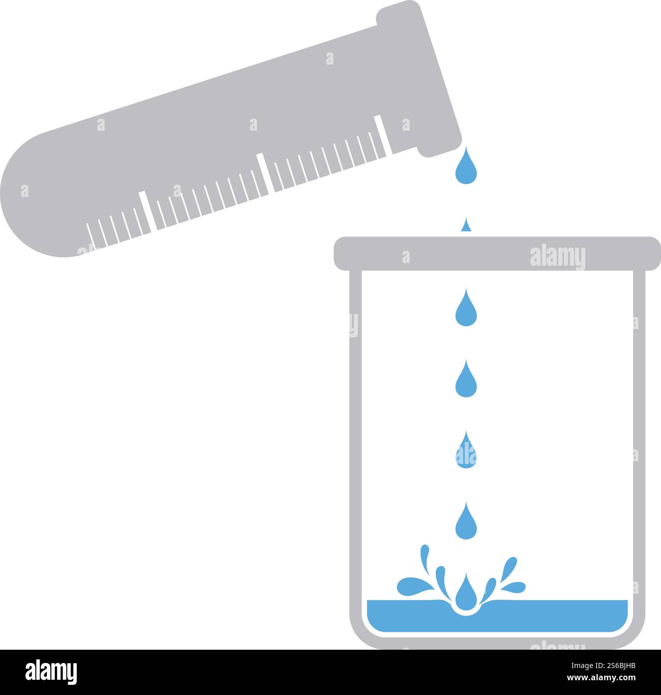 Icon Of Chemistry Beaker Pour Liquid In Flask. Flat Color Design ...