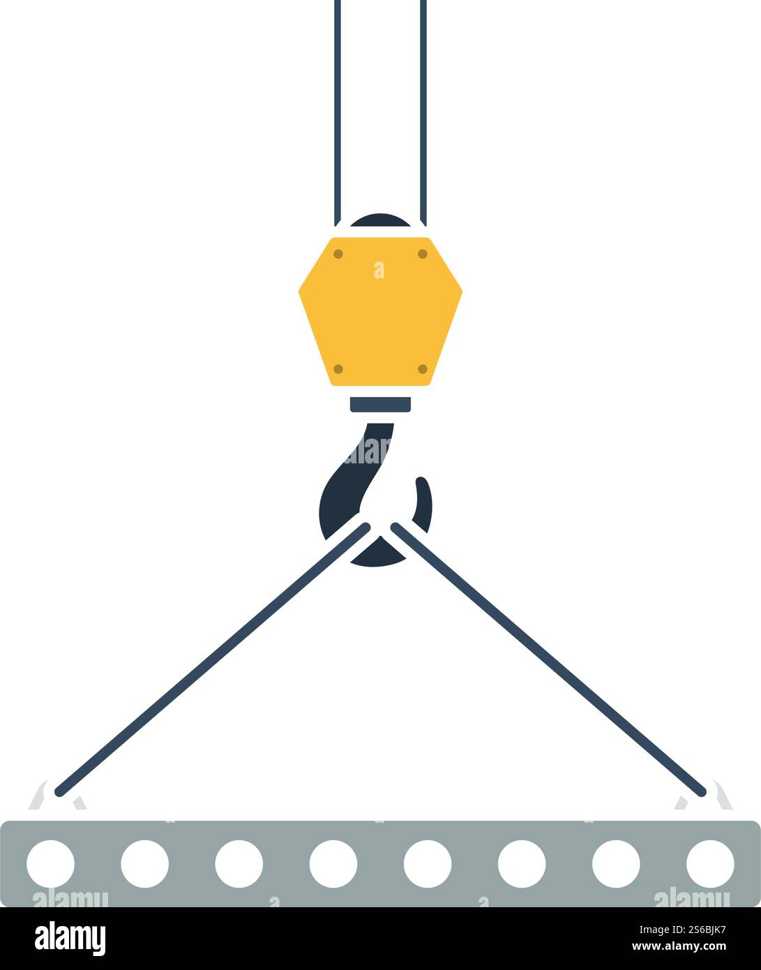 Icon Of Slab Hanged On Crane Hook By Rope Slings. Flat Color Design ...
