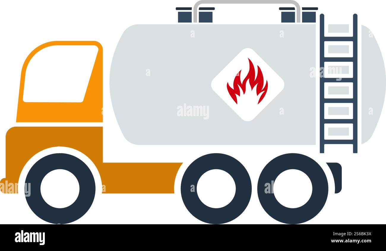 Fuel Tank Truck Icon. Flat Color Design. Vector Illustration Stock ...