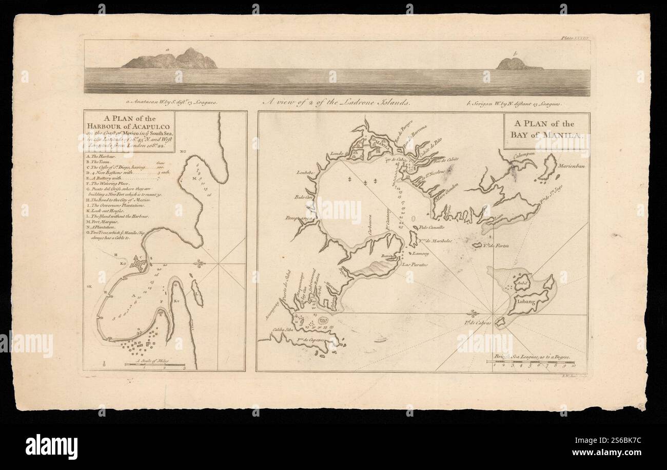 George Anson, 1st Baron Anson, A plan of the harbour of Acapulco on the ...