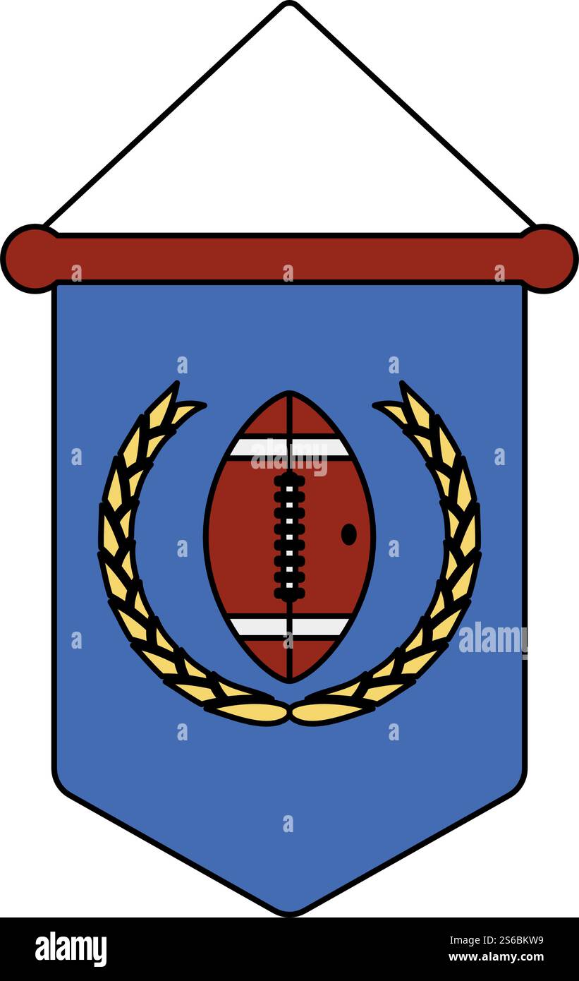 American Football Pennant Icon. Editable Outline With Color Fill Design ...