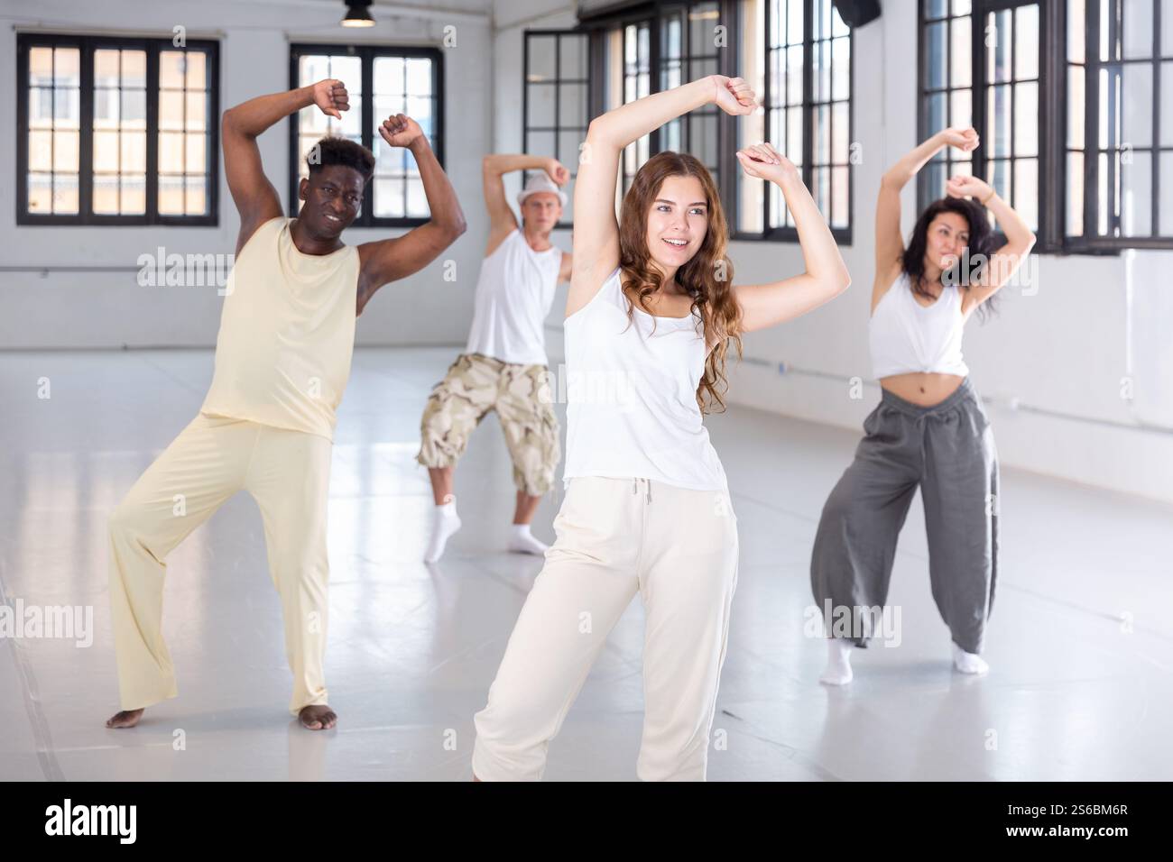 Dancers training modern dance movements Stock Photo - Alamy