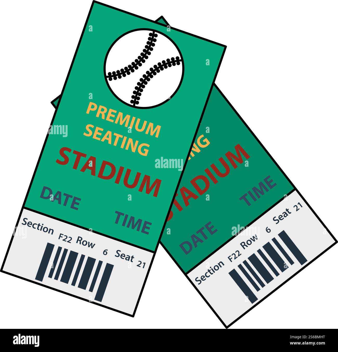 Baseball Tickets Icon. Editable Outline With Color Fill Design. Vector ...