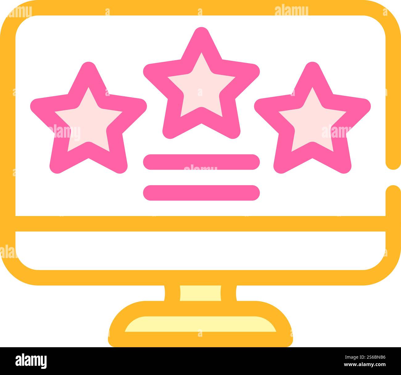 review stars on computer screen color icon vector. review stars on ...