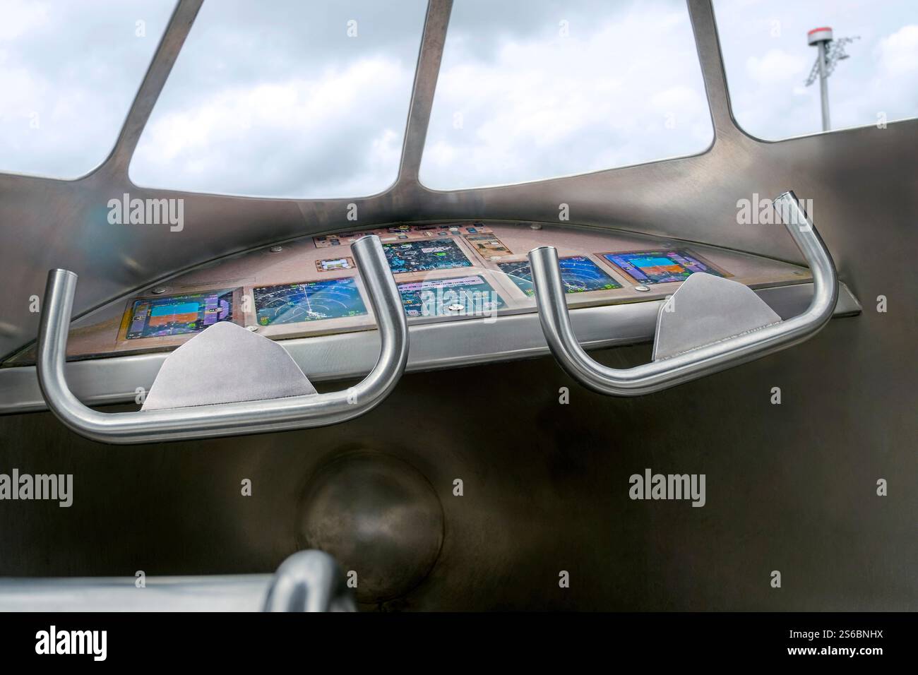 Cockpit of replica of Swiss Airlines airplane, Zurich Airport, Zurich ...