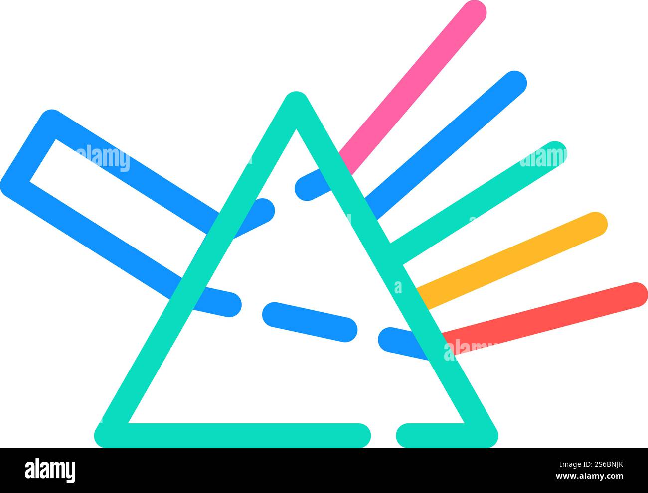 refraction of light rays prism color icon vector. refraction of light ...