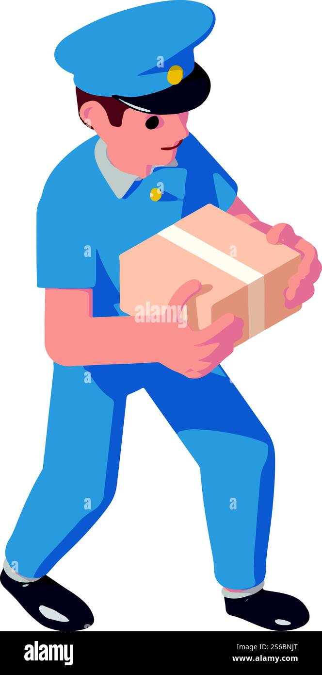 Postman parcel delivery icon. Isometric of postman parcel delivery ...