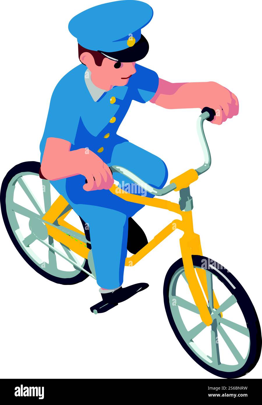 Postman ride bike icon. Isometric of postman ride bike vector icon for ...